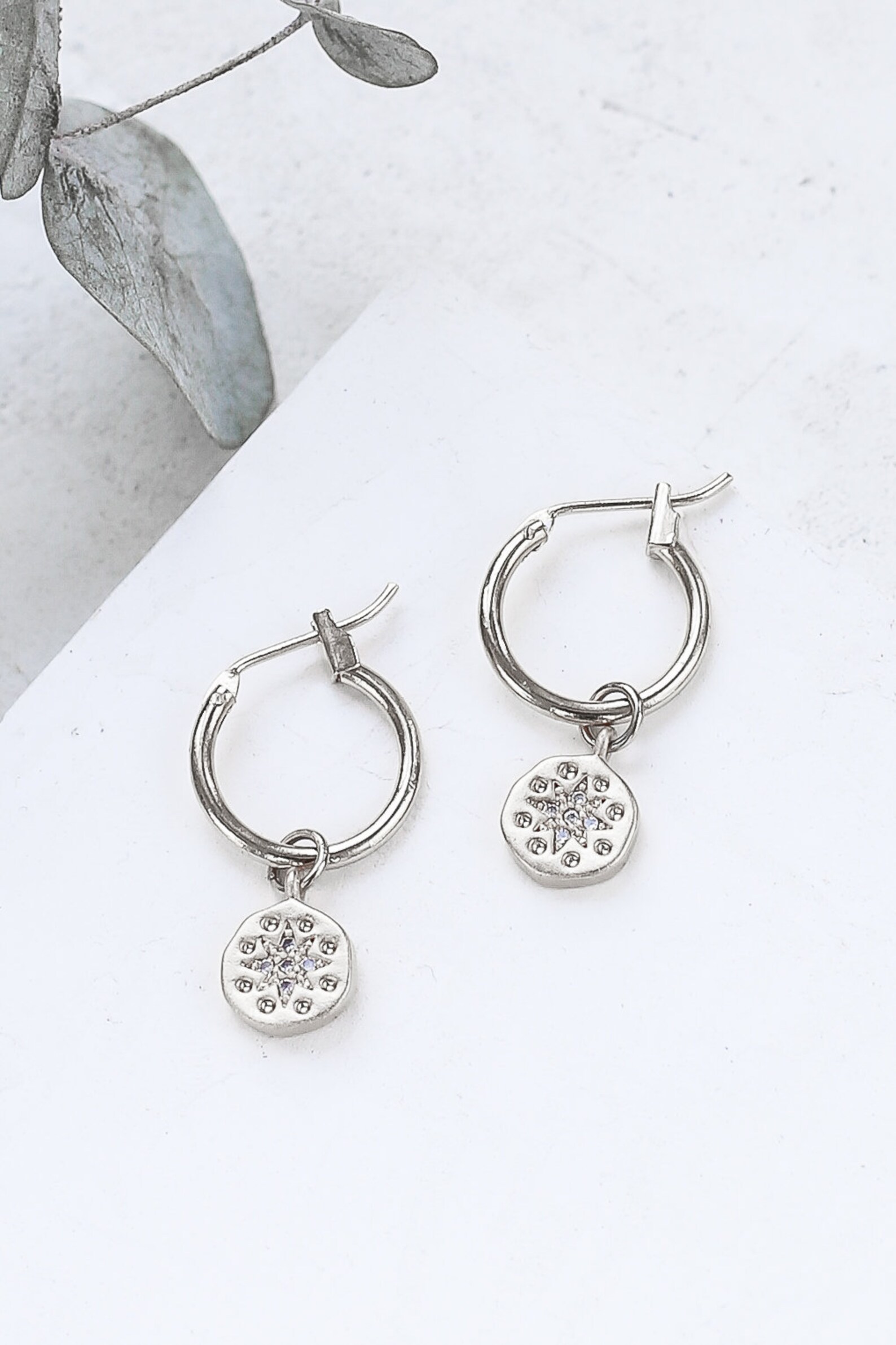 Ishtar Earrings Hoop Earrings Hammered Pendant Gold and - Etsy