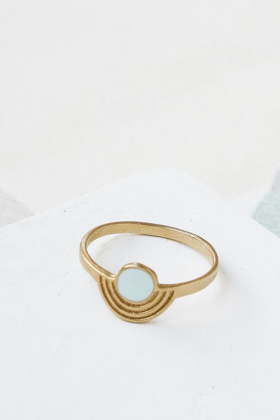 Muse Ring Gold Geometric Ring Gold Round Ring Dainty | Etsy