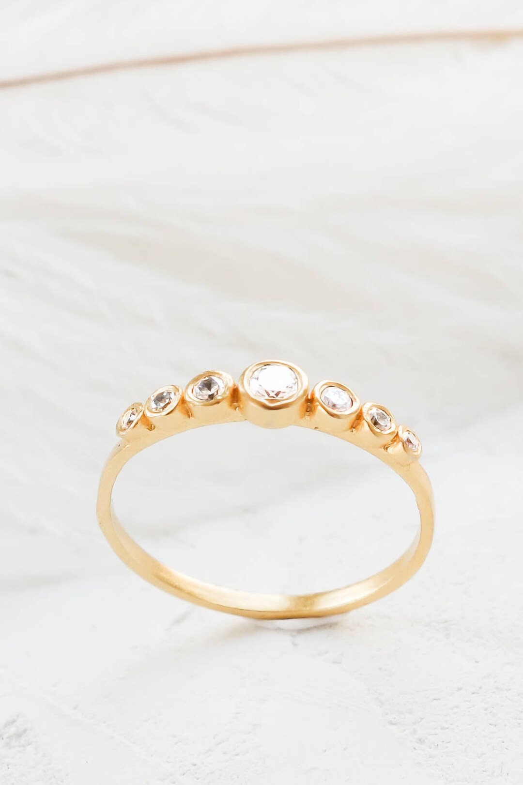 Solid Gold Seven Stone Diamond Ring, Anniversary Diamond Ring, Gold ...