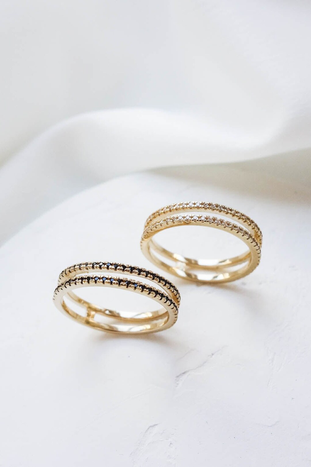 Billie Ring, Double Ring, Layered Ring, Two Layers Ring, Detailed Ring ...