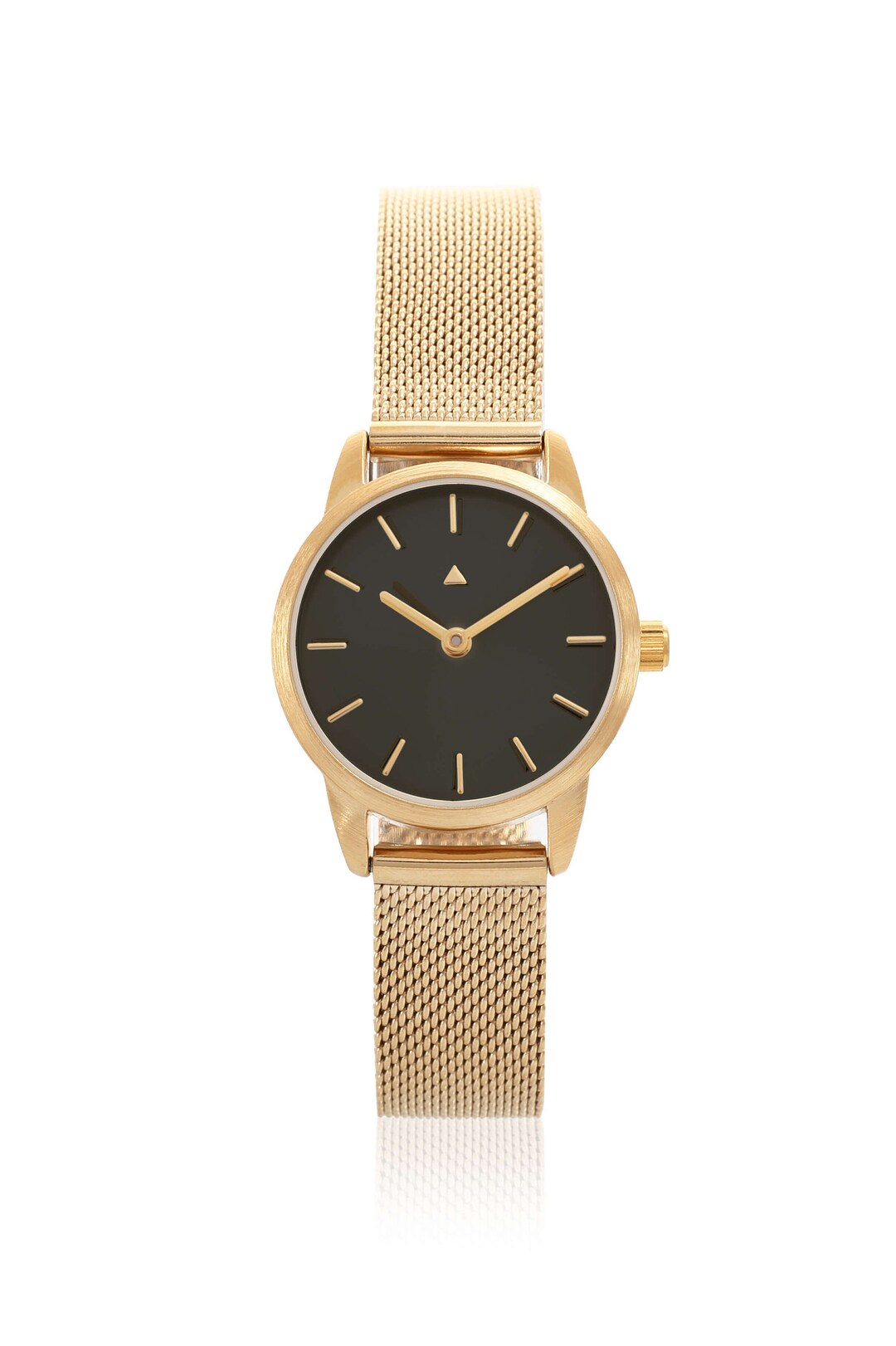 25 Mm Watch in Black With a Golden Mesh Strap, Classic Women's Wrist ...