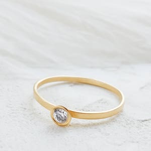 Solid Gold Diamond Cone Ring, Stacking Ring, Diamond Wedding Band ...