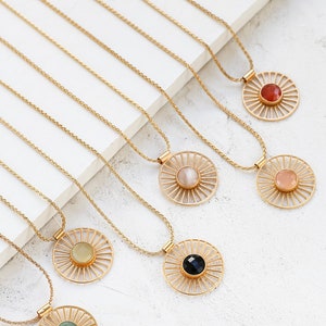 Iman Necklace, Pendant Necklace, Glass Stone Pendant, Long Necklace - Etsy