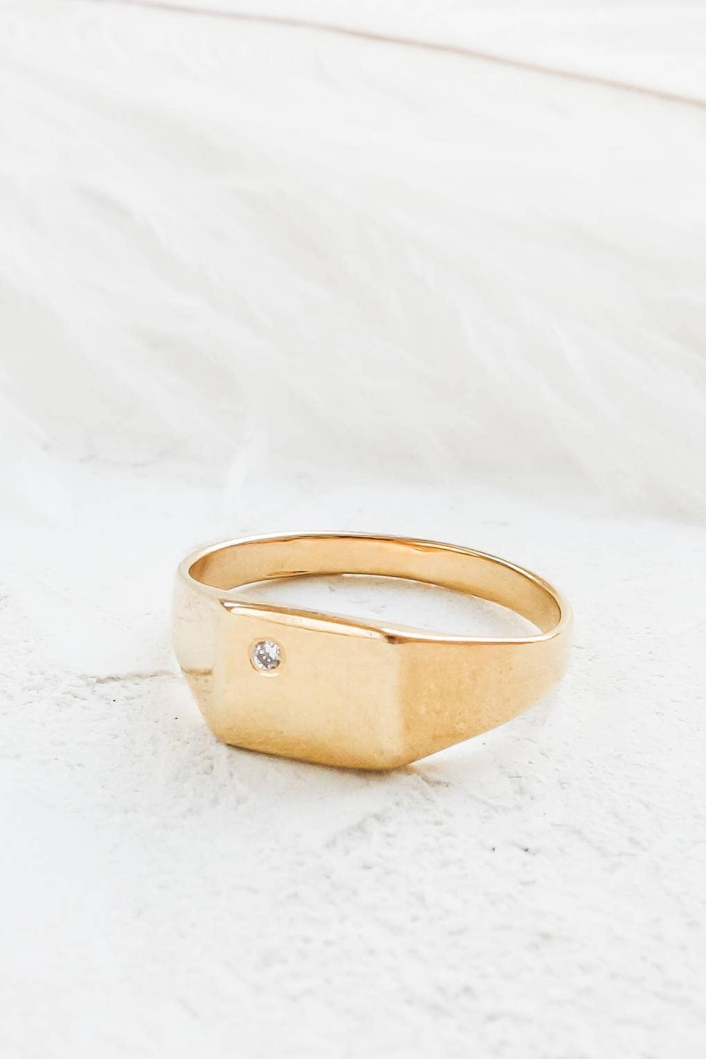 Solid Gold Square Signet Diamond Ring Diamond Rectangular - Etsy