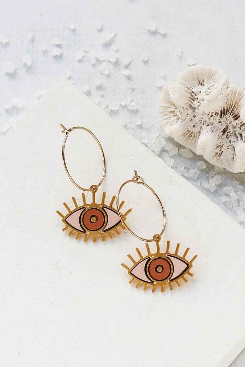 Oracle Hoop Earrings Eye Hoops Evil Eye Hoops Evil Eye - Etsy