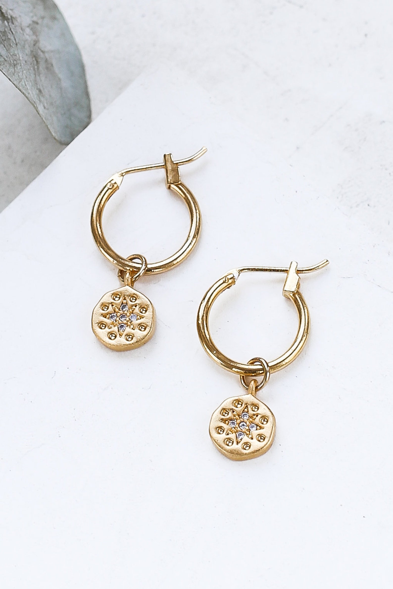 Ishtar Earrings Hoop Earrings Hammered Pendant Gold and - Etsy