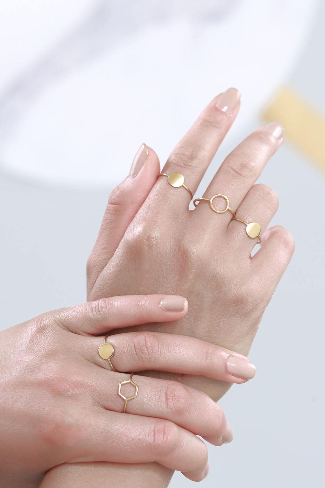 Hollow Circle Ring Gold Geometric Ring Gold Circle Ring | Etsy