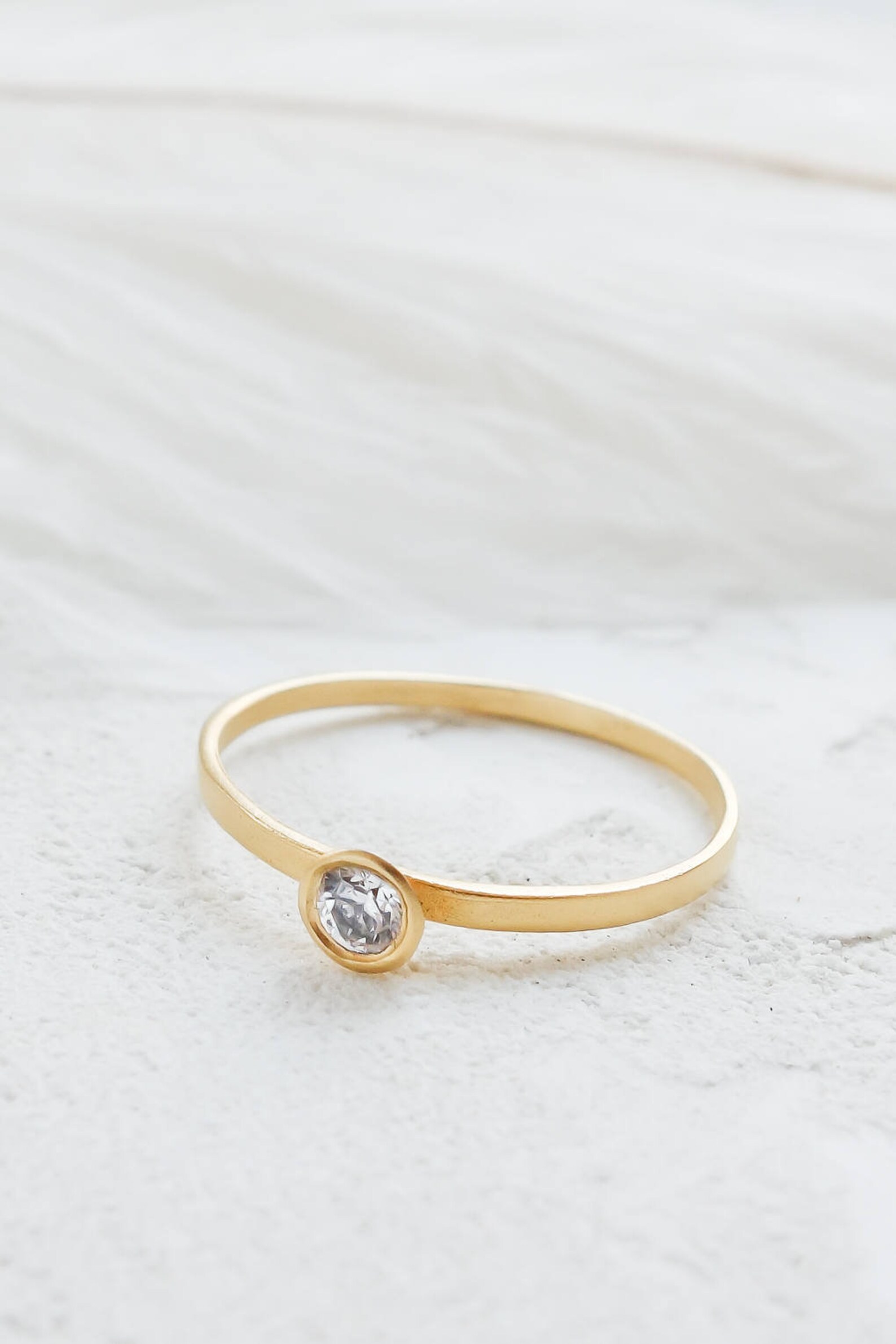 Swarovski Crystal Cone Solid Gold Ring Stacking Ring | Etsy