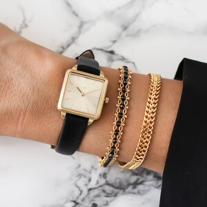 Rectangle Watch in Gold, Classic Women's Wrist Watch, Gold Wrist Watch ...