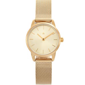 25 Mm Watch With a Golden Mesh Strap, Classic Women's Watch, Gold Metal ...