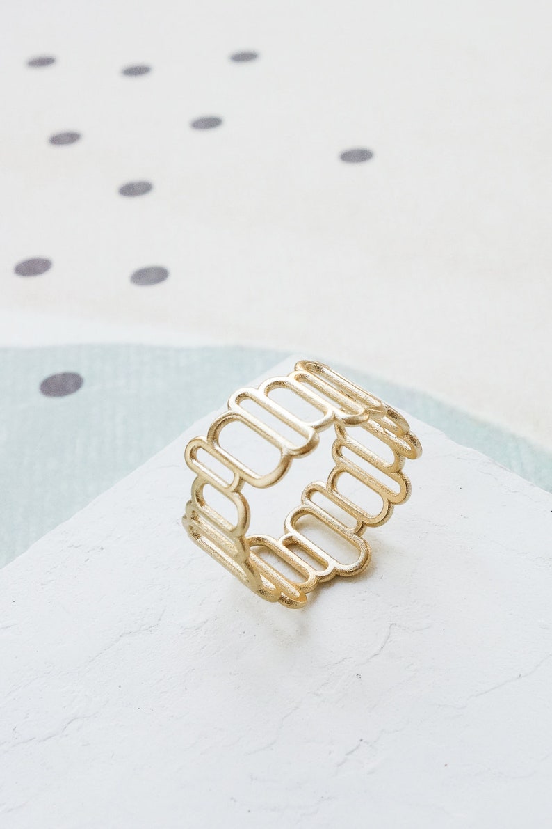 Contour Ring Gold Geometric Ring Gold Round Ring Dainty | Etsy