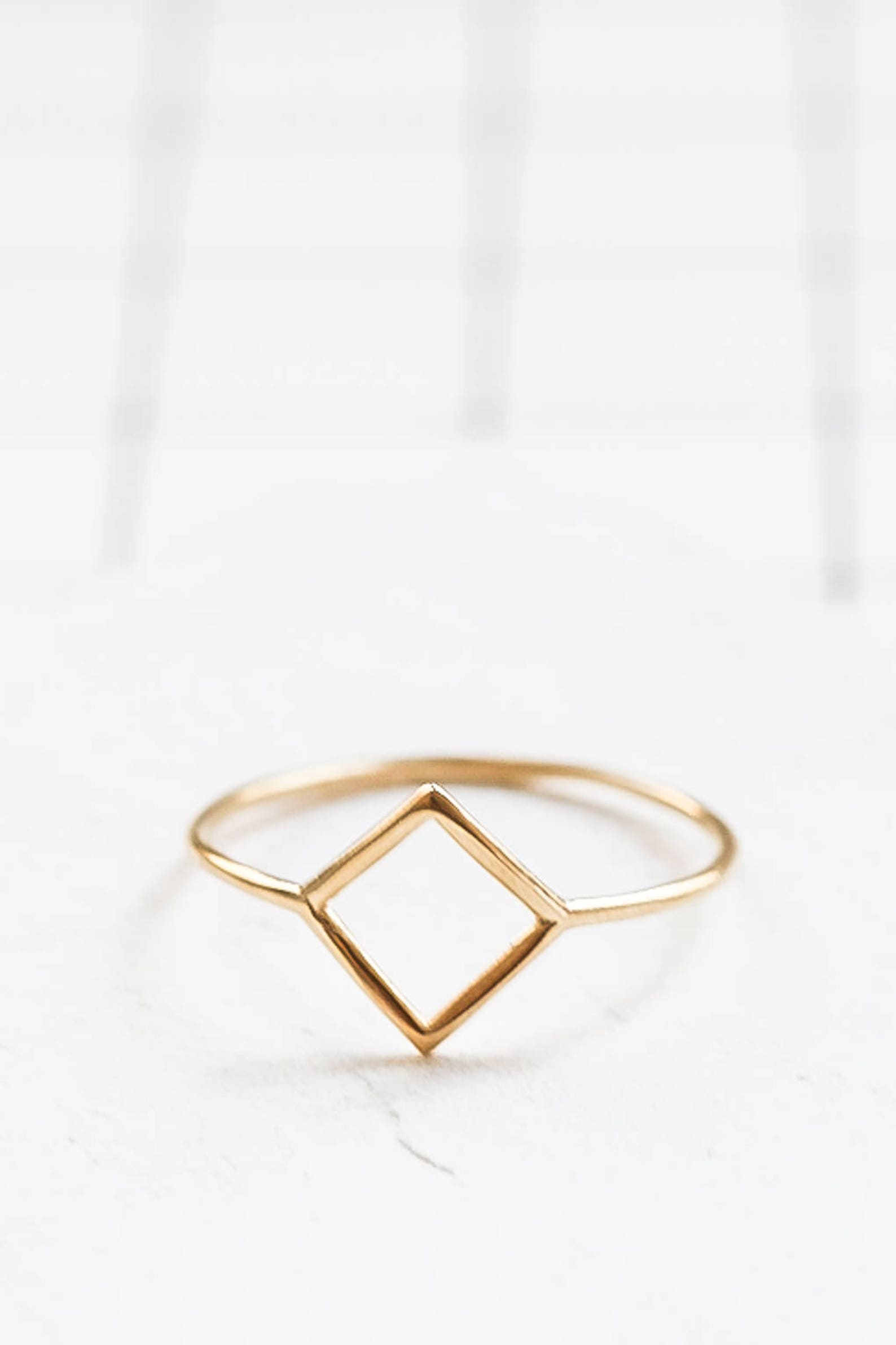 Hollow Rhombus Ring Gold Geometric Ring Gold Rhombus Ring - Etsy
