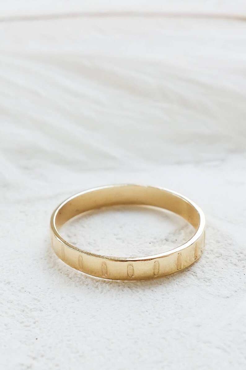 Solid Gold Notch Ring Gold Wedding Ring Unique Notched Solid | Etsy