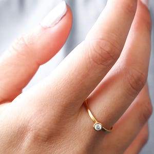 Solid Gold Diamond Cone Ring, Stacking Ring, Diamond Wedding Band ...