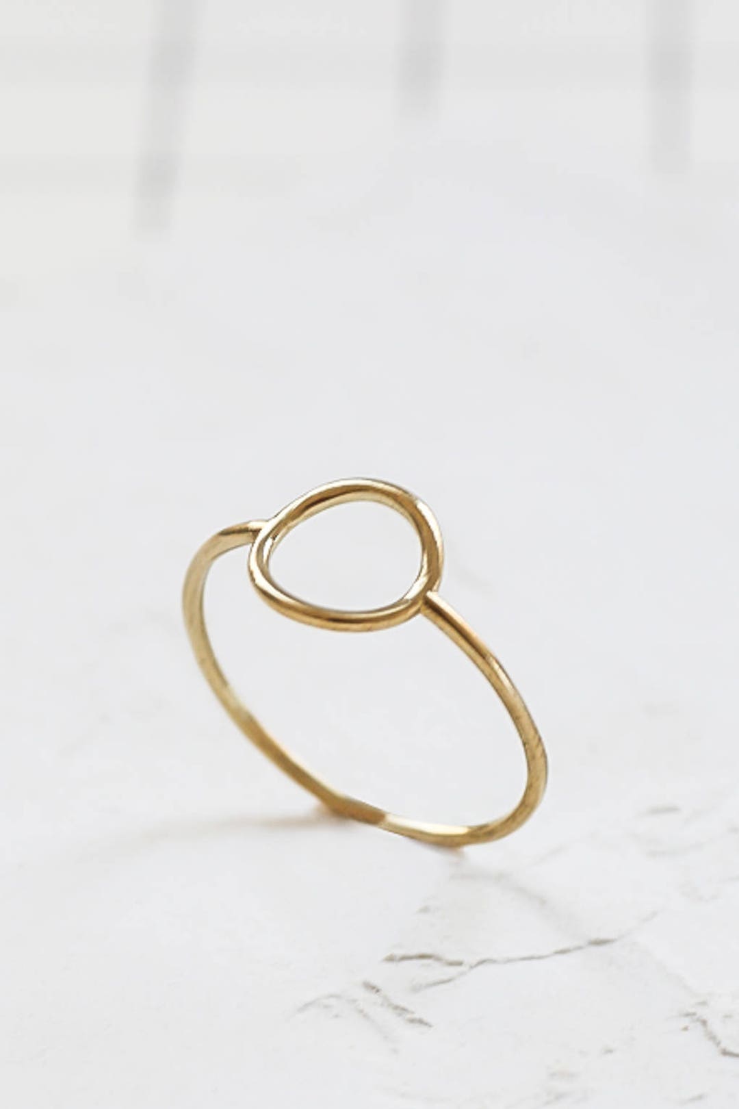 Hollow Circle Ring, Gold Geometric Ring, Gold Circle Ring, Dainty ...
