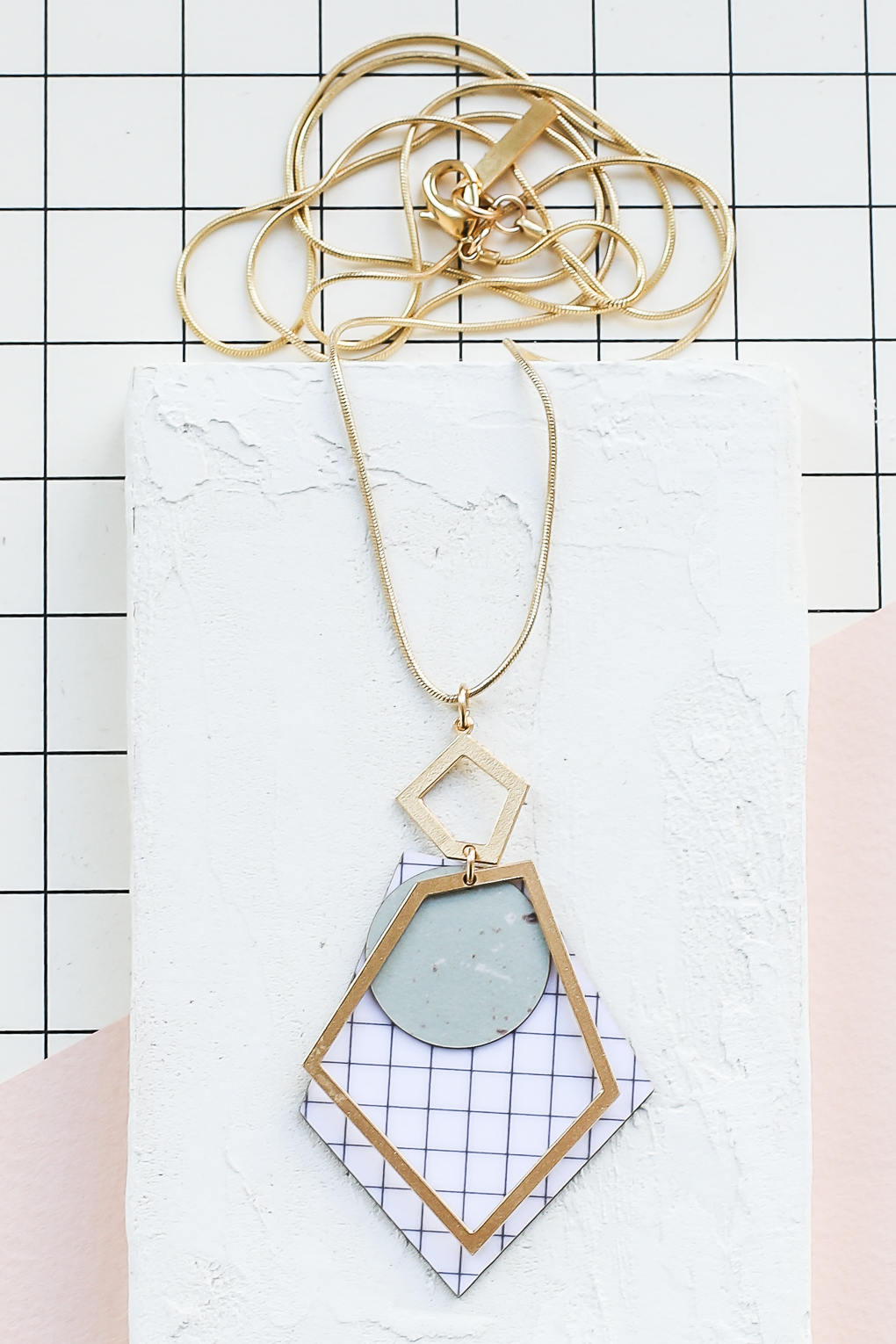 Apex Necklace, Geometric Statement Necklace, Long FORMICA® Necklace ...