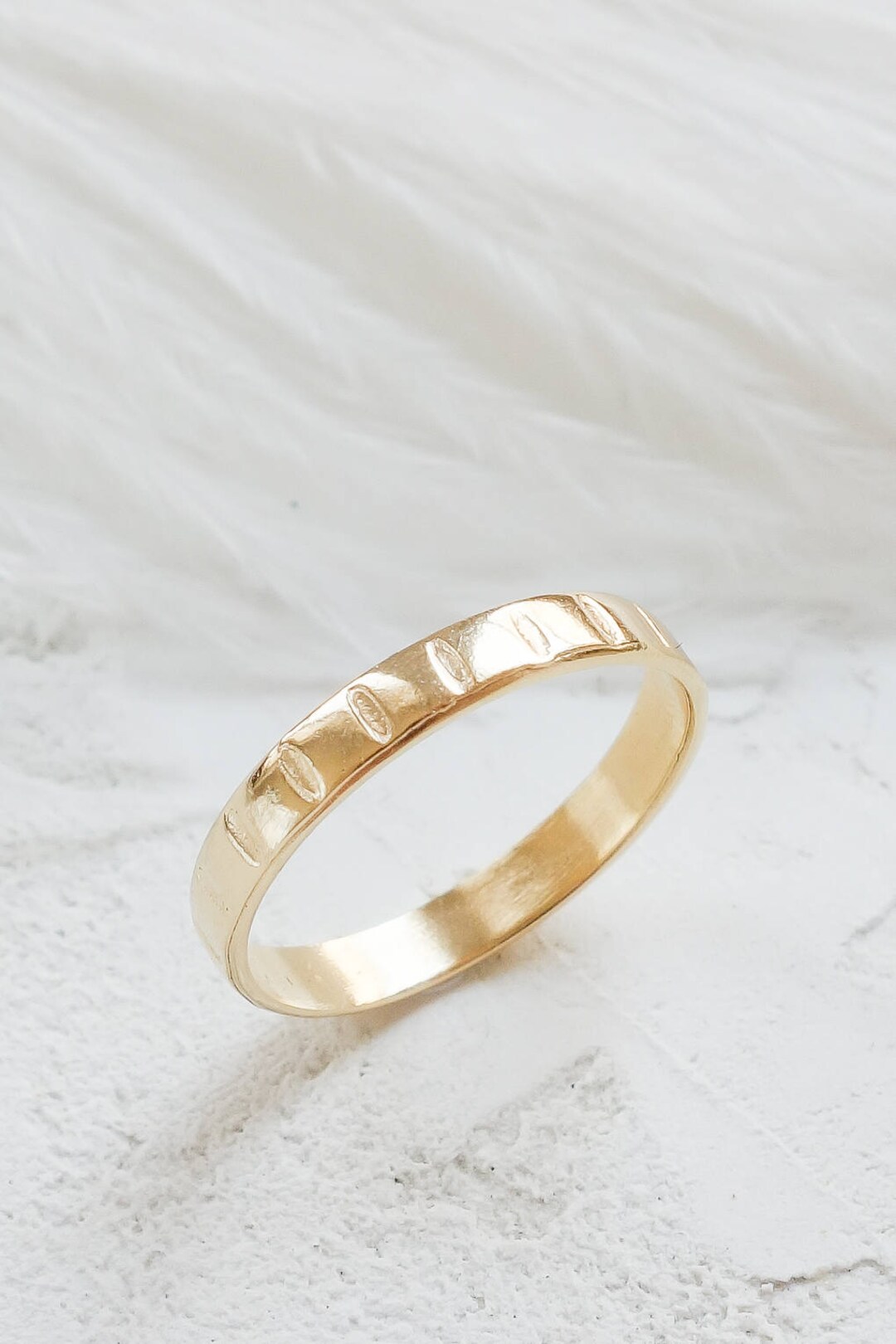 Solid Gold Notch Ring, Gold Wedding Ring, Unique Notched Solid Gold ...