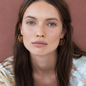 Palm Hoop Earrings, Hoop Earrings, Botanic Hoop Earrings - Etsy