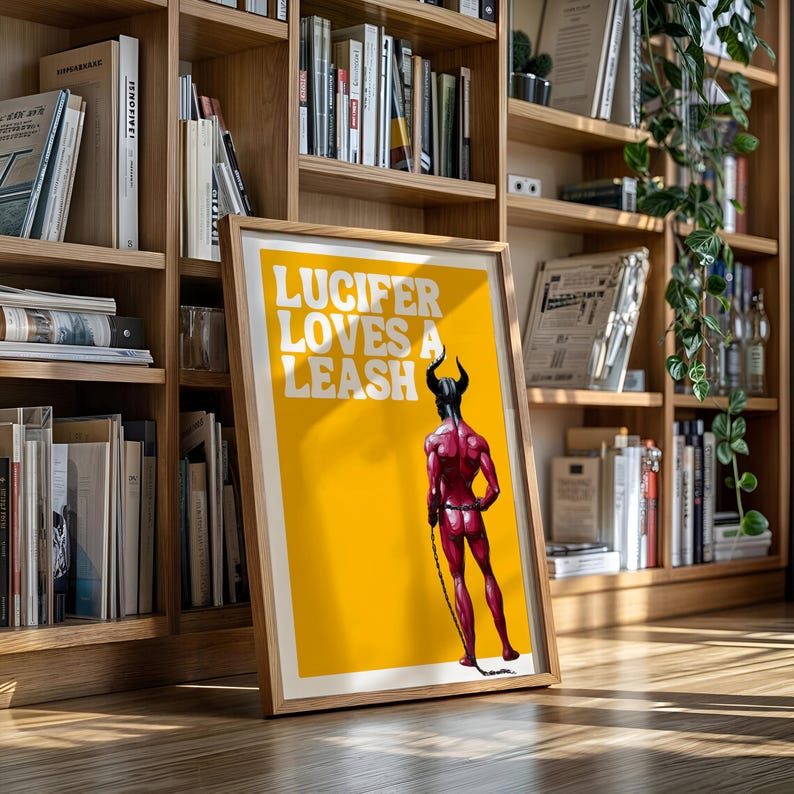 Lucifer Loves a Leash | Queer BDSM Art | Bold Satirical Wall Print ...