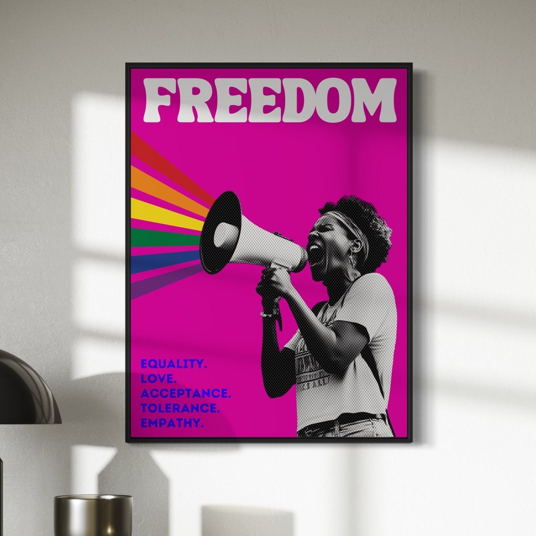 Freedom Queer Rights Poster - Equality, Love, Acceptance - LGBTQ+ ...