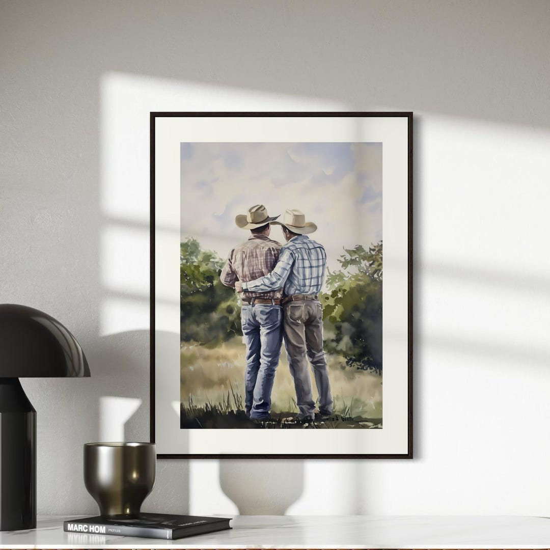 Side by Side Cowboy Gay Art Print – Romantic Western LGBTQ Wall Art ...