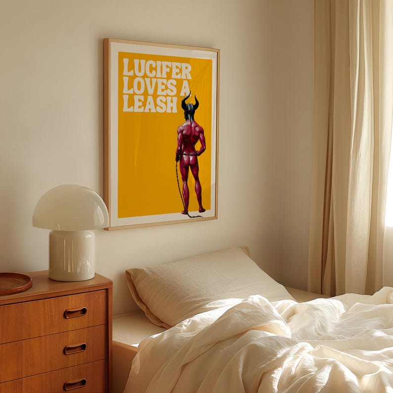 Lucifer Loves a Leash | Queer BDSM Art | Bold Satirical Wall Print ...
