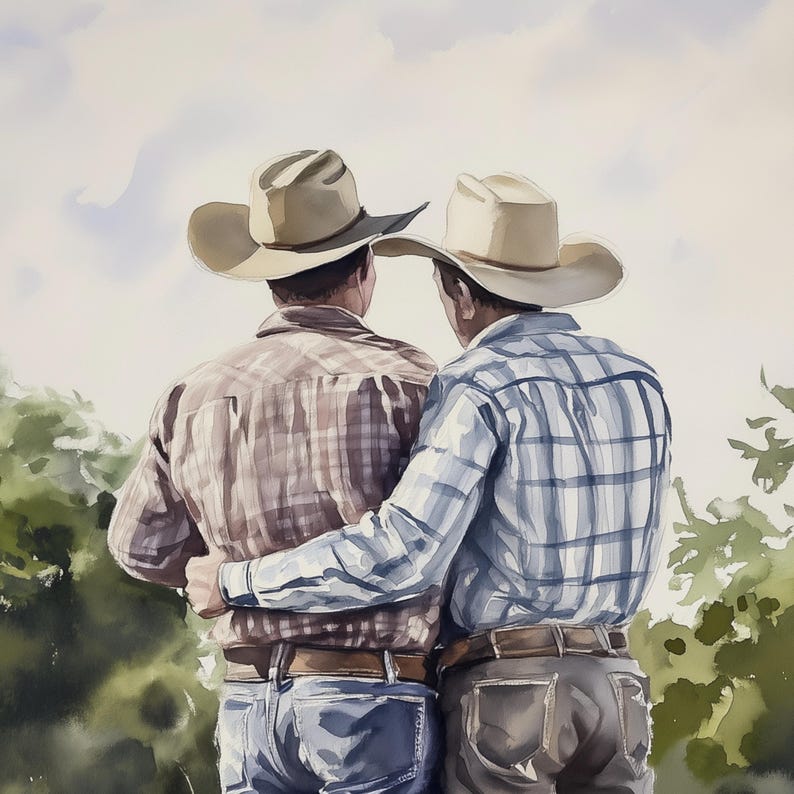 Side by Side Cowboy Gay Art Print – Romantic Western LGBTQ Wall Art ...