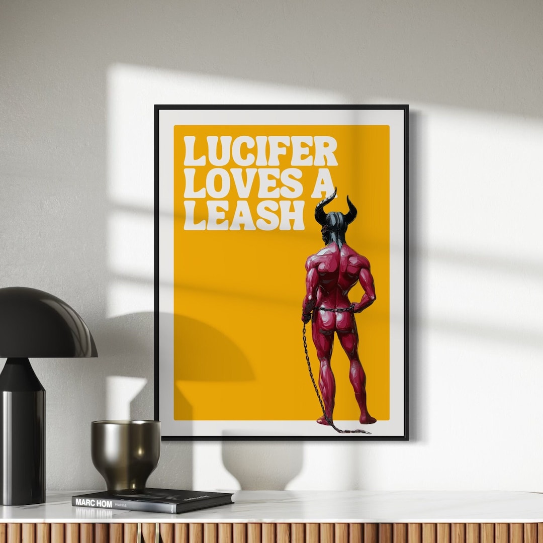 Lucifer Loves a Leash | Queer BDSM Art | Bold Satirical Wall Print ...