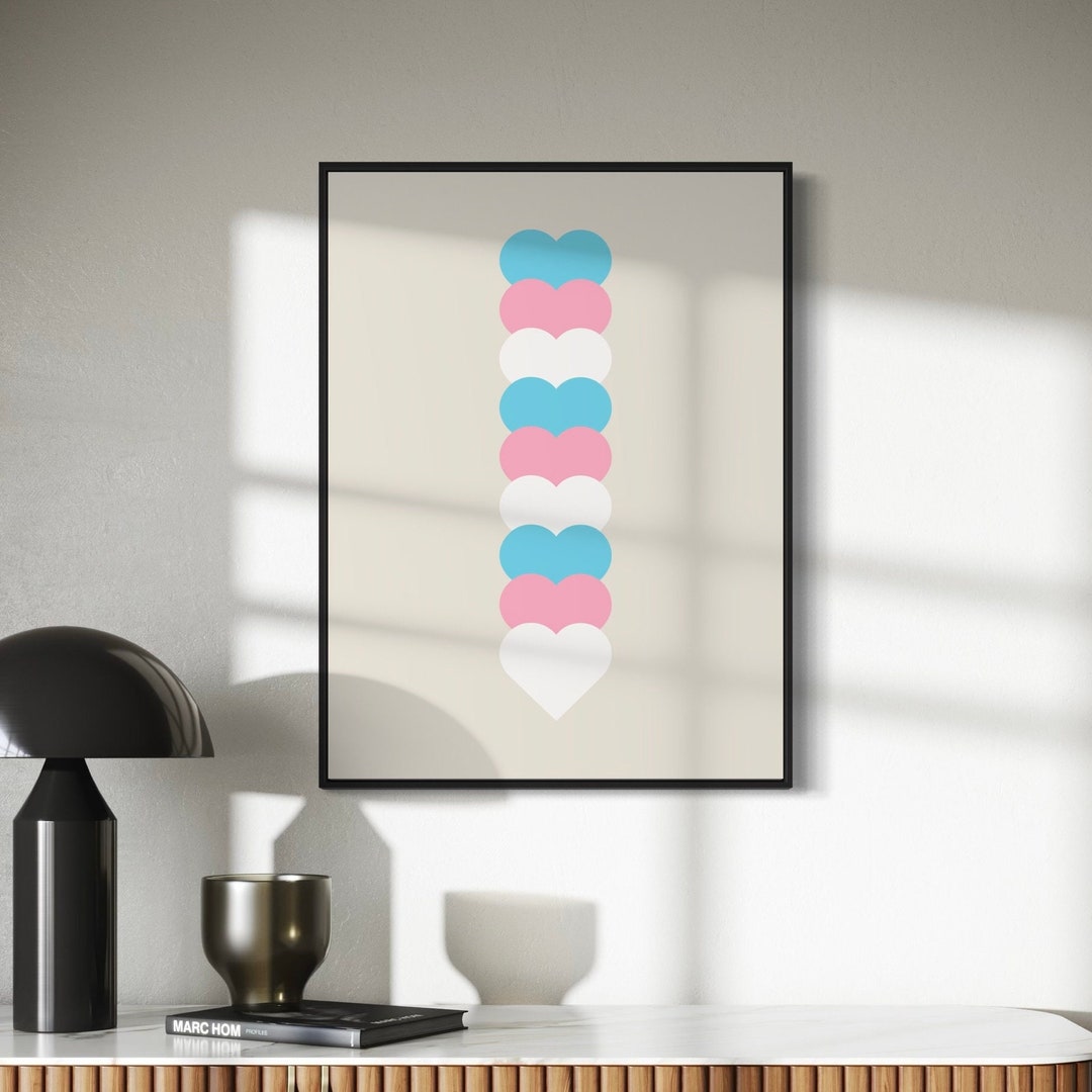 Trans Flag Art Print, Trans Pride Wall Art, LGBTQ+ Decor, Transgender ...