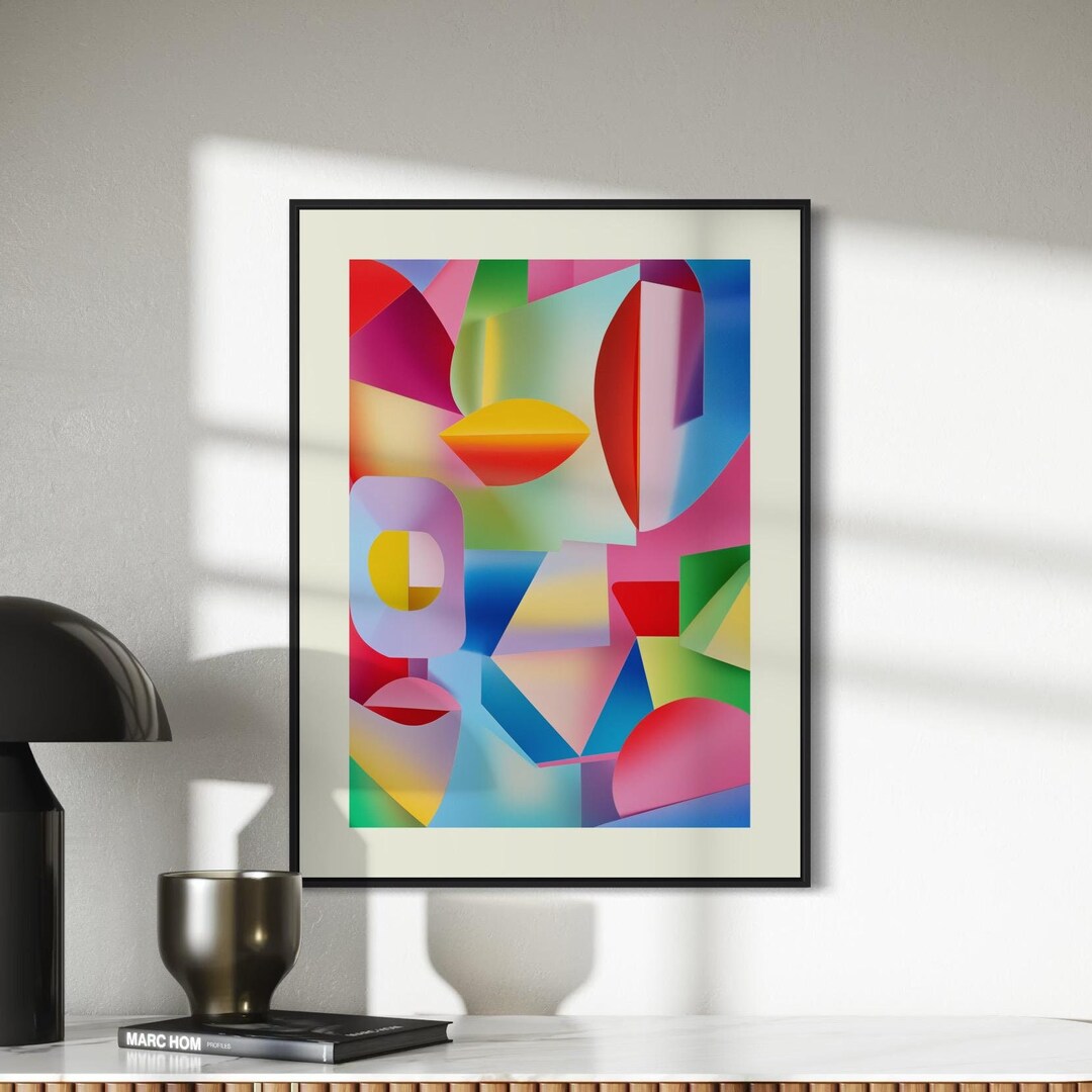 Queer Geometry Art Print | Bold Abstract Rainbow Shapes | Premium Matte ...