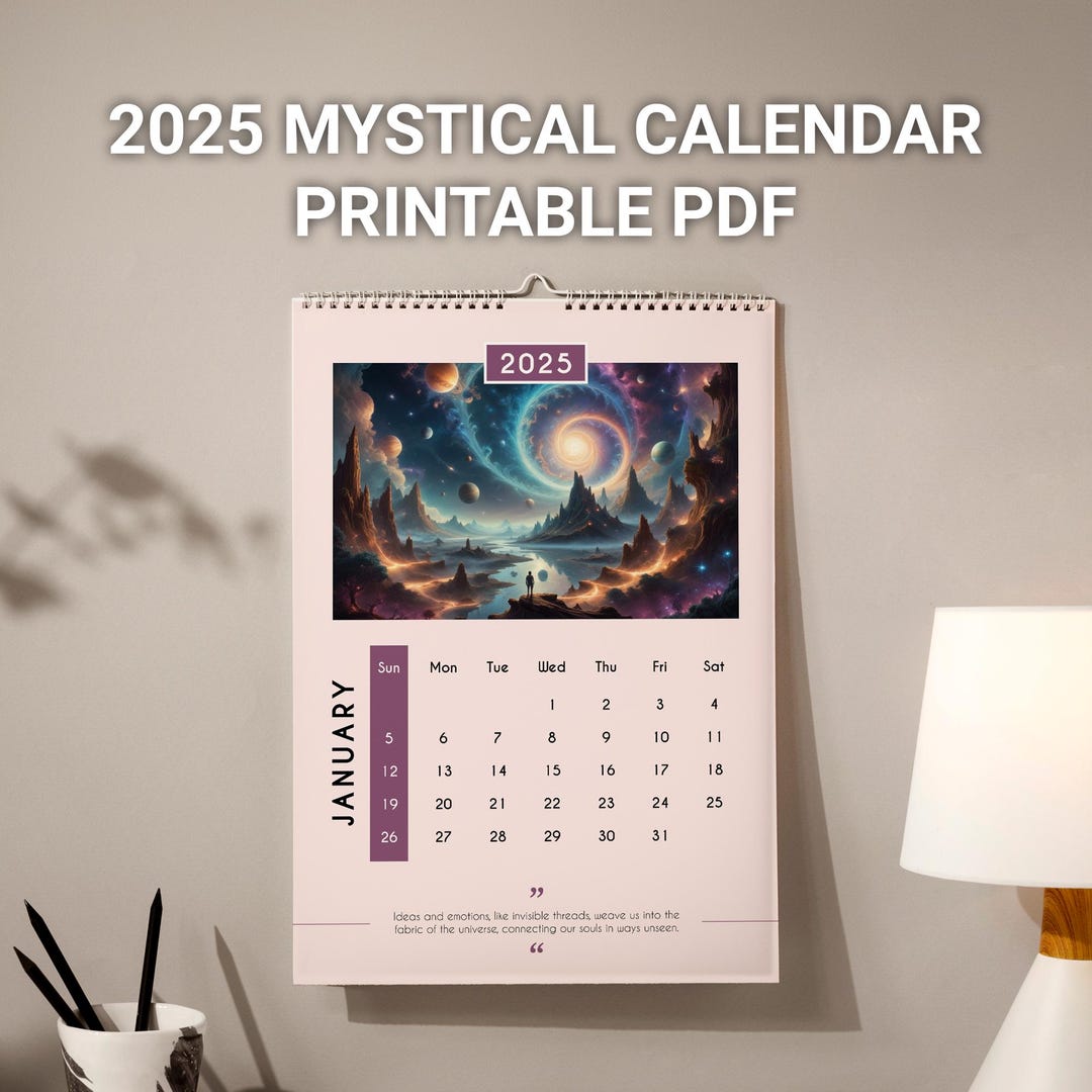 Mystic Visions 2025 Calendar Printable Digital Calendar Instant ...