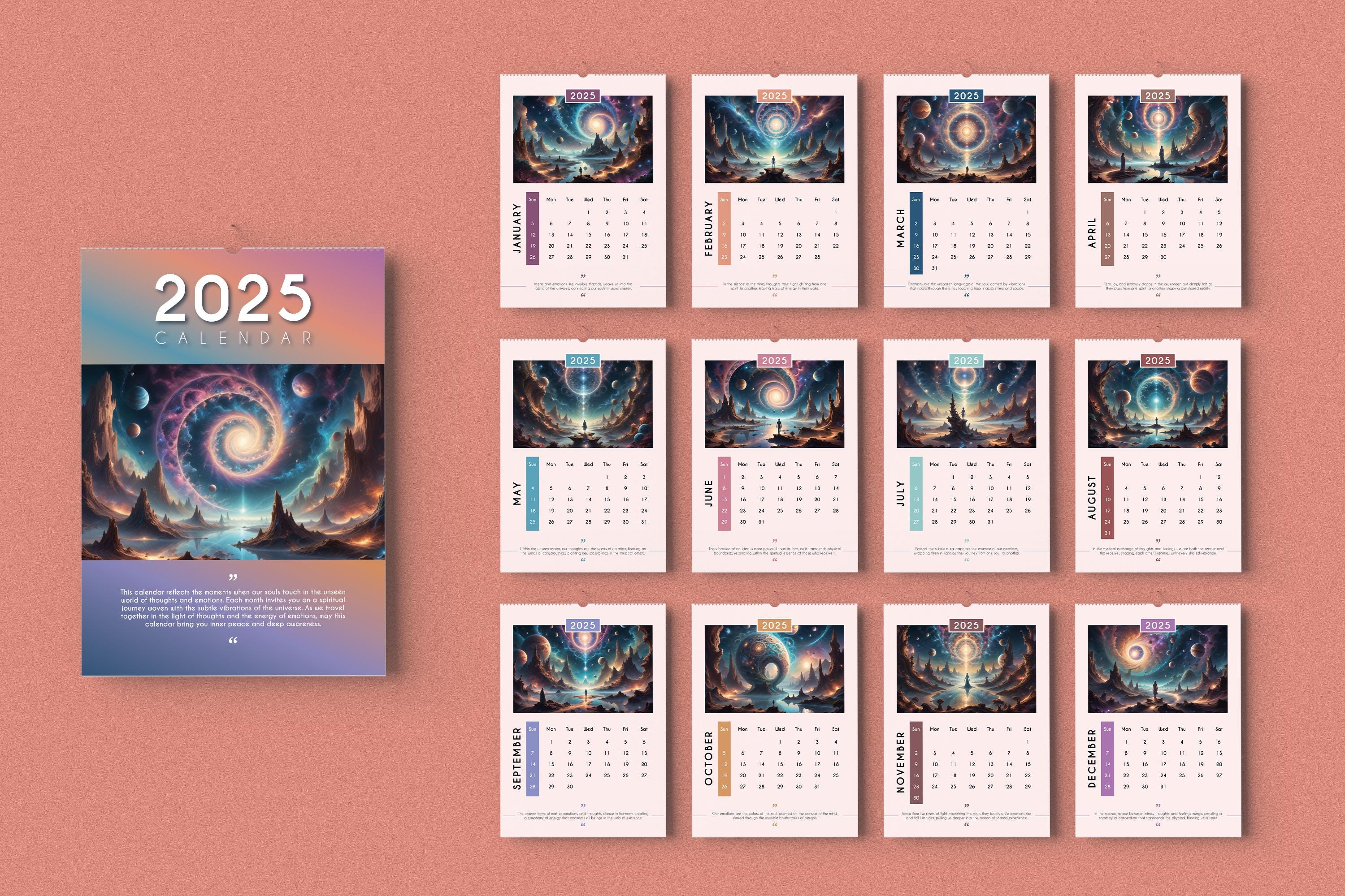 Mystic Visions 2025 Calendar Printable Digital Calendar Instant ...