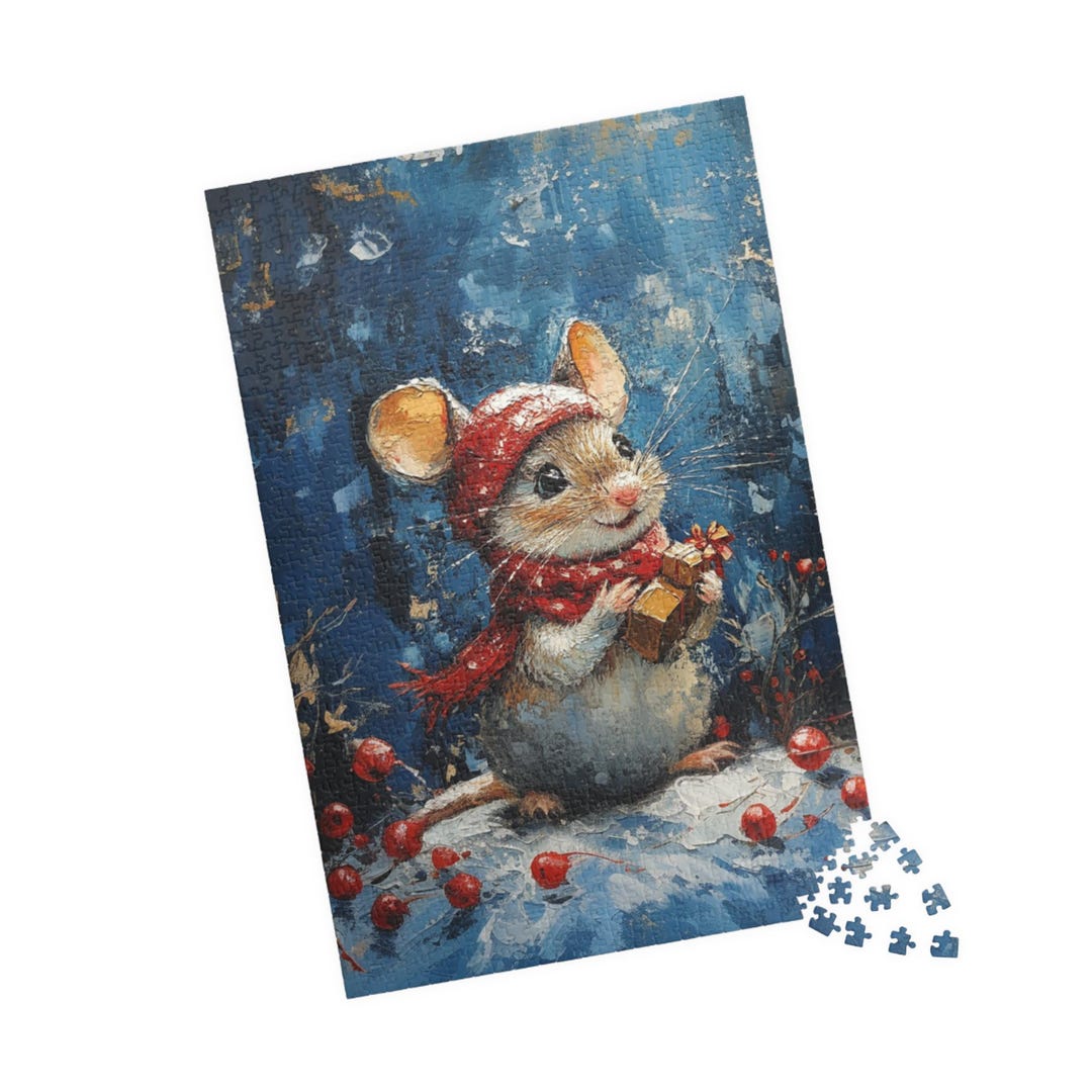 Dormouse Hat Cute Mammal Rodent Berry Snow 1014 Piece Jigsaw Puzzle ...
