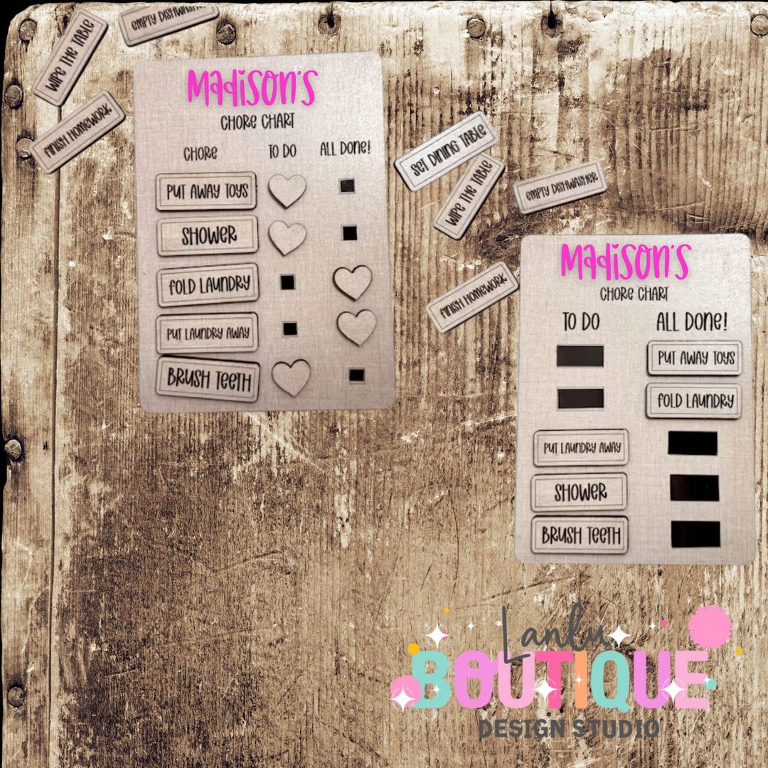Personalized Kids Chore Chart | Scalloped Magnetic Reward Tracker - Etsy