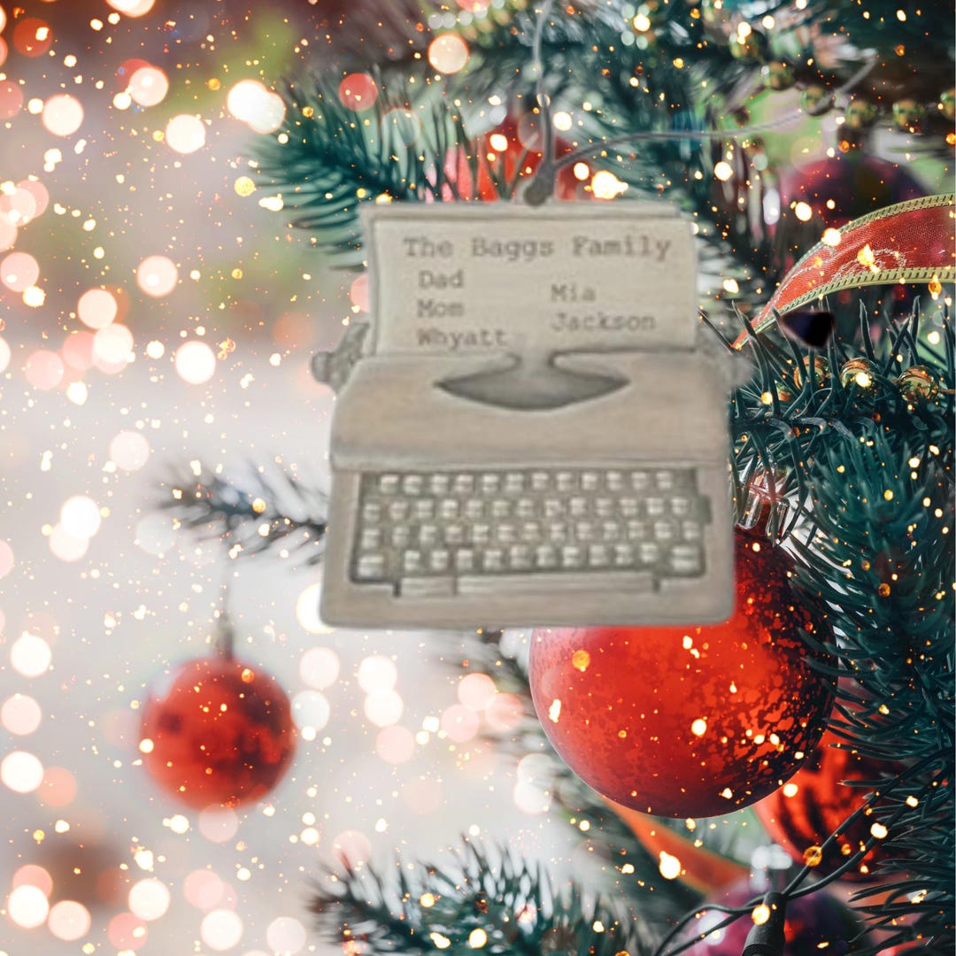 Hand Painted Layered Typewriter Family Christmas Ornament| Christmas ...