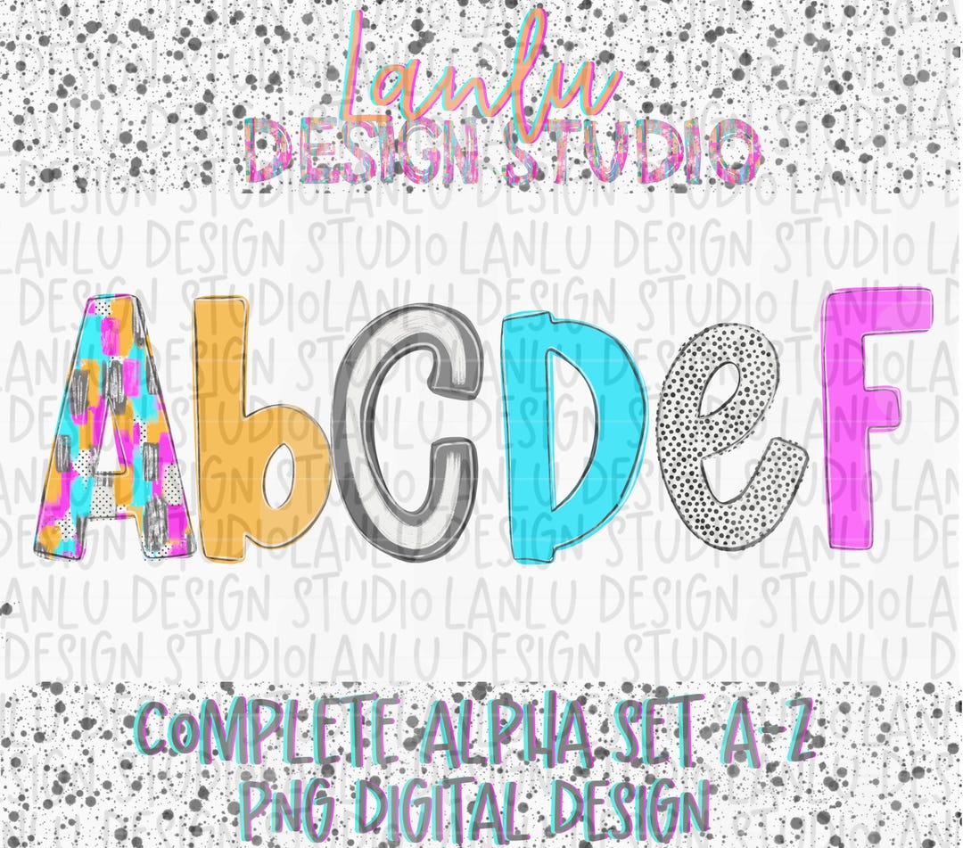 Pink and Blue Paint Stroke Alpha Set | Alphabet Clipart | Instant ...