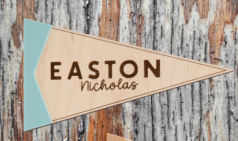 Personalized Wooden Pennant Flags - Custom Name Decor for Nurseries ...