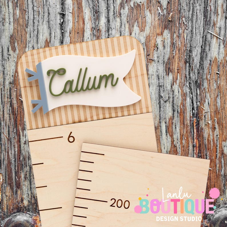 Personalized Pennant Flag Ruler With Name Decoration – Custom Woodcraft ...