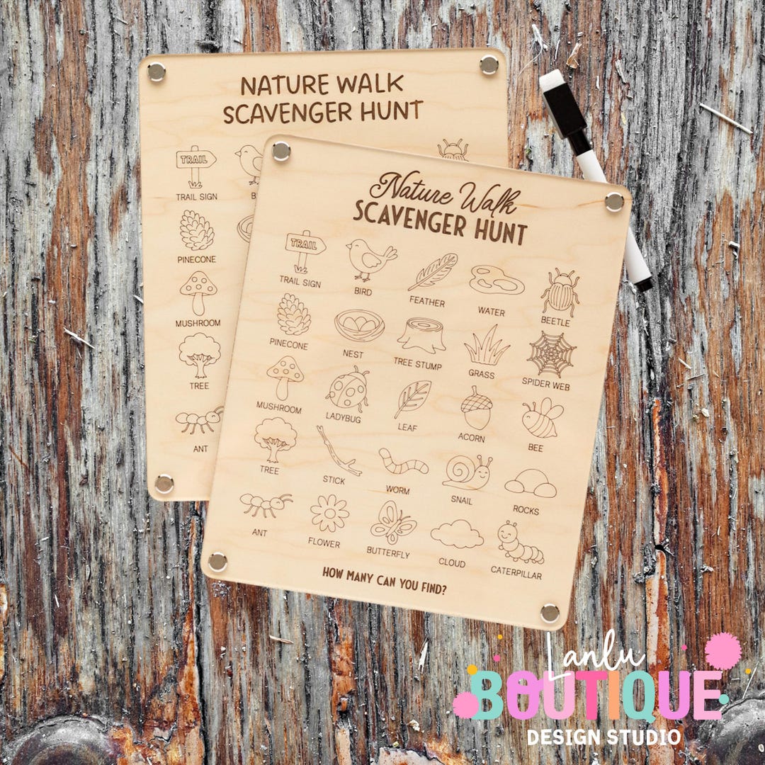 Nature Walk Scavenger Hunt Board - Outdoor Adventure Game for Kids and ...