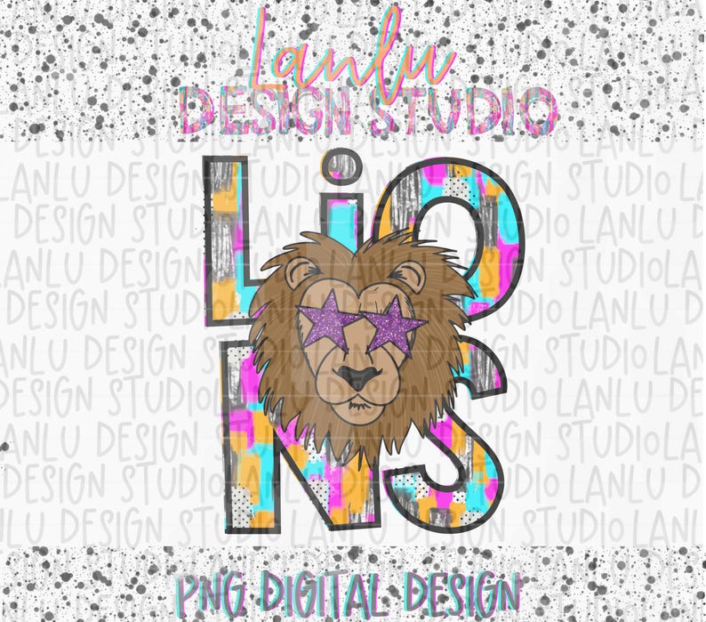 Preppy Paint Stroke Star Eyes Mascot PNG |lions - Etsy