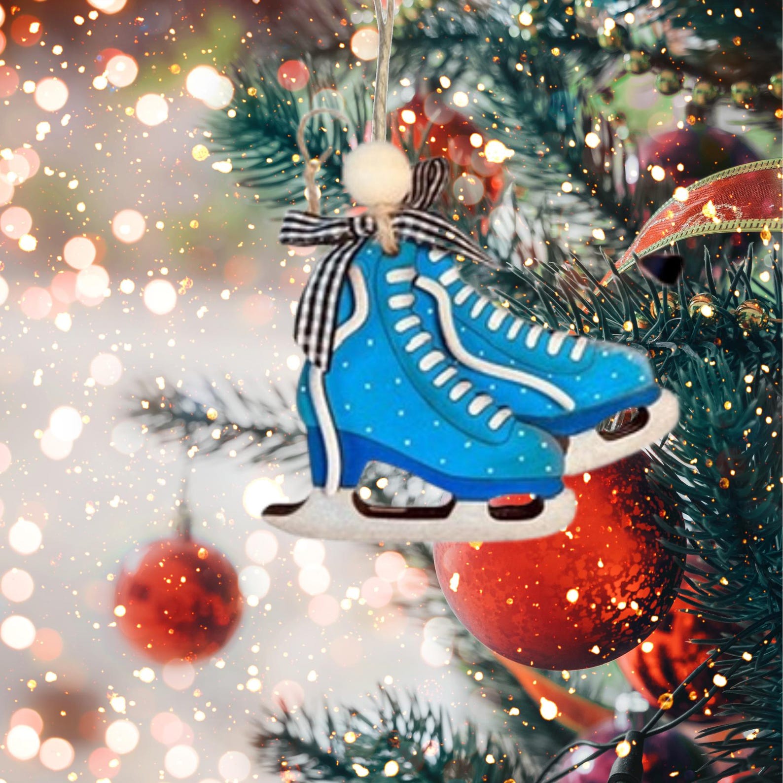Hand Painted Layered Ice Skates Christmas Ornament| Christmas Ornaments ...