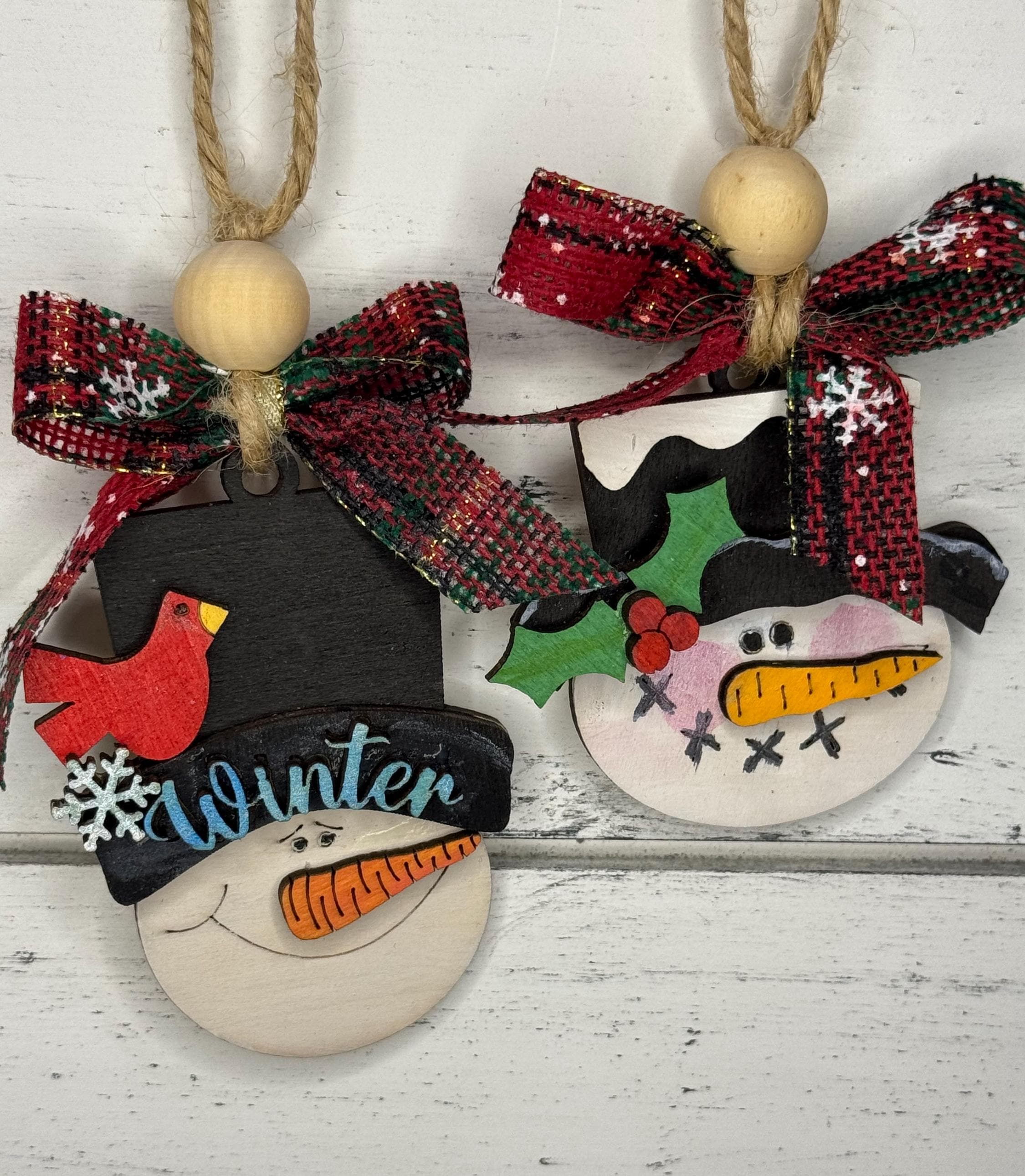 Hand Painted Snowman Layered Christmas Ornaments| Family Gift ...