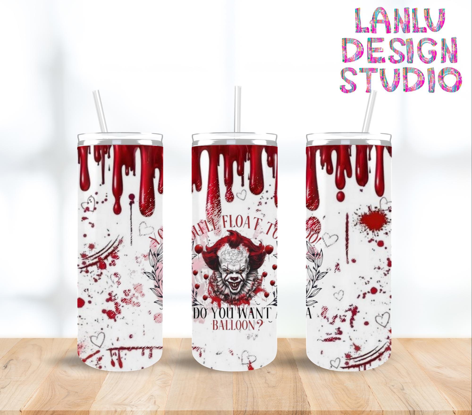 Halloween Pennywise Tumbler | 20oz Tumbler Sublimation Design | Instant ...