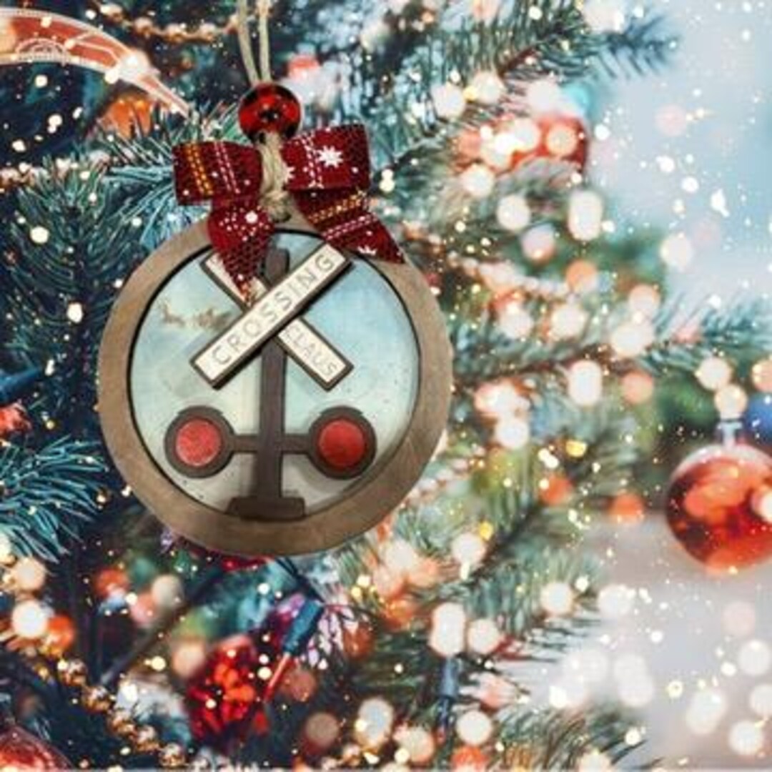 Hand Painted Santa Clause Crossing Layered Christmas Ornament ...