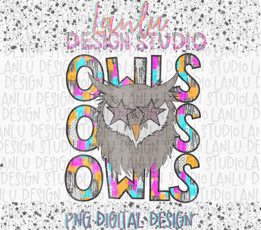 Preppy Paint Stroke Star Eyes Mascot PNG |owls - Etsy