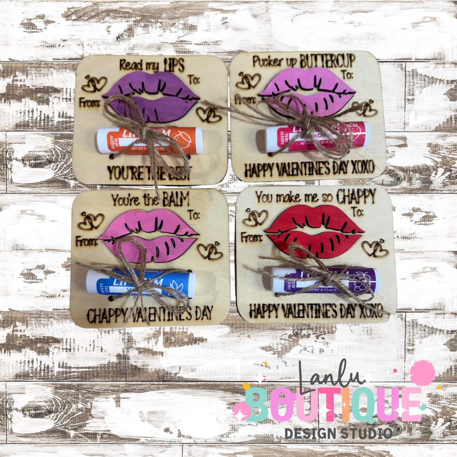 Chapstick Lip Gloss Holder Valentine's Day Cards | Wood Valentine ONLY ...