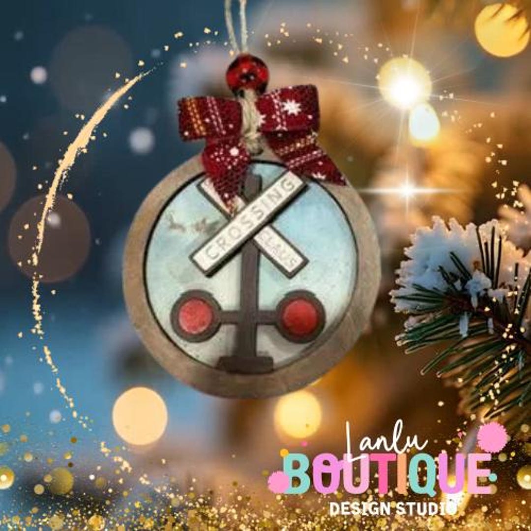 Hand Painted Santa Clause Crossing Layered Christmas Ornament ...