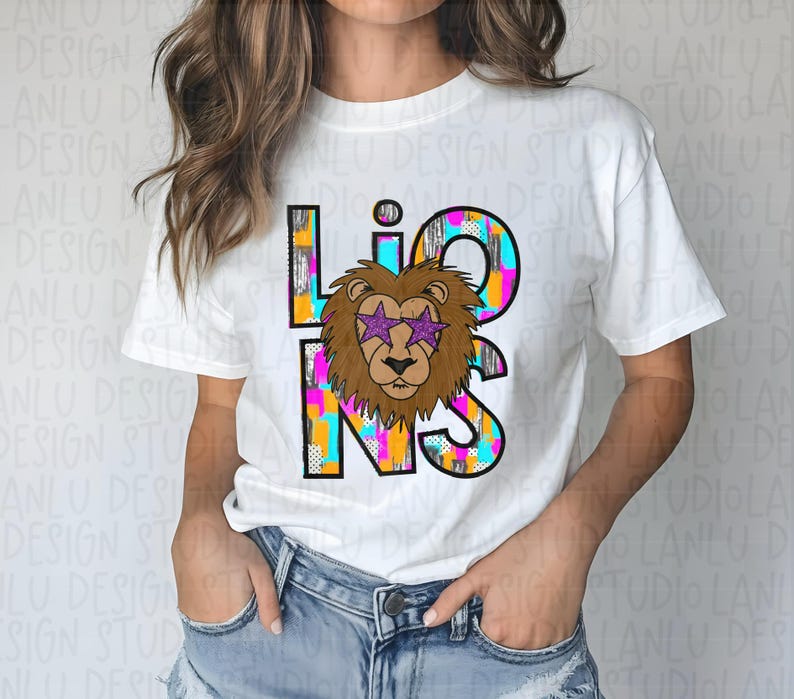 Preppy Paint Stroke Star Eyes Mascot PNG |lions - Etsy