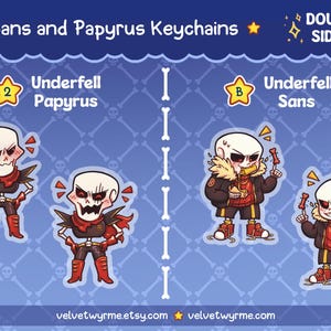Sans and Papyrus Undertale AU 2 Double-sided Keychain - Etsy