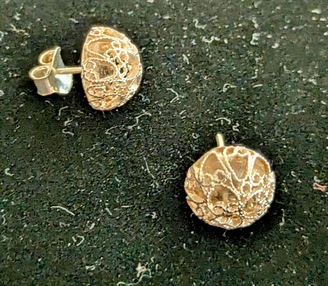 925 Silver Filigrana De Colombia Handcrafted Rounded Intricate Stud ...